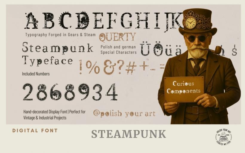Steampunk Font – Polish Your art- exactly my type